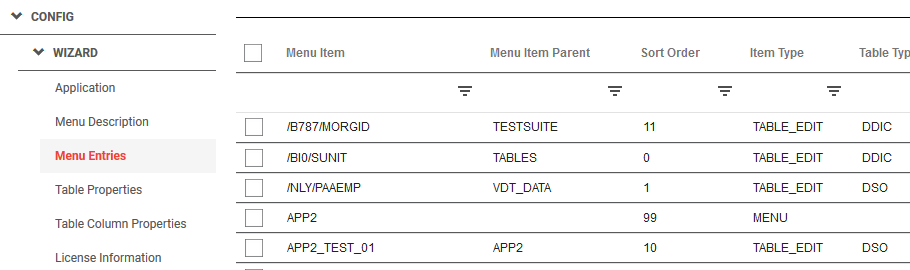 How to configure tables in NextTables