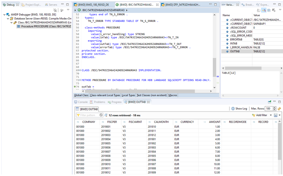 How to debug SAP HANA SQLScript in AMDP-Transformations