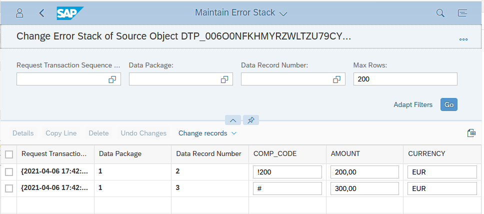 How to fill the DTP Error Stack with SQLScript in SAP BW