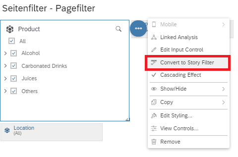 Three filter options in SAC Story and one alternative