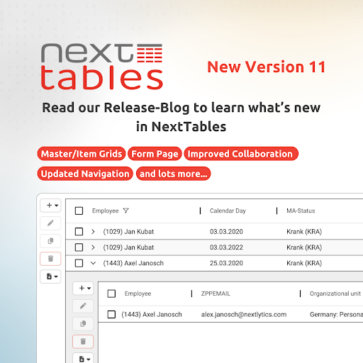 NextTables - all Features at a Glance