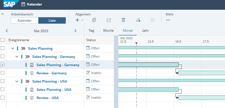 SAP Analytics Cloud Kalender Administrator