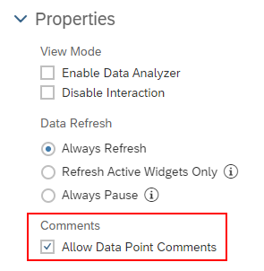 Integrated comment functions in SAP Analytics Cloud and BW4/HANA