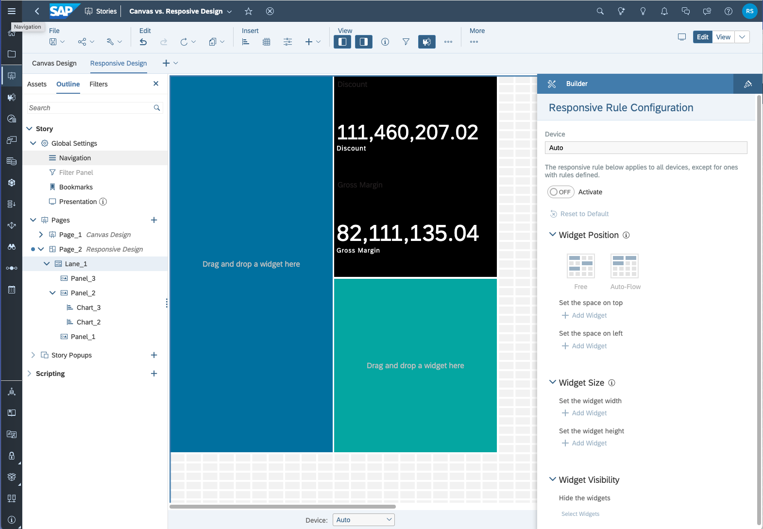 SAP Analytics Cloud: Canvas & Responsive layout design