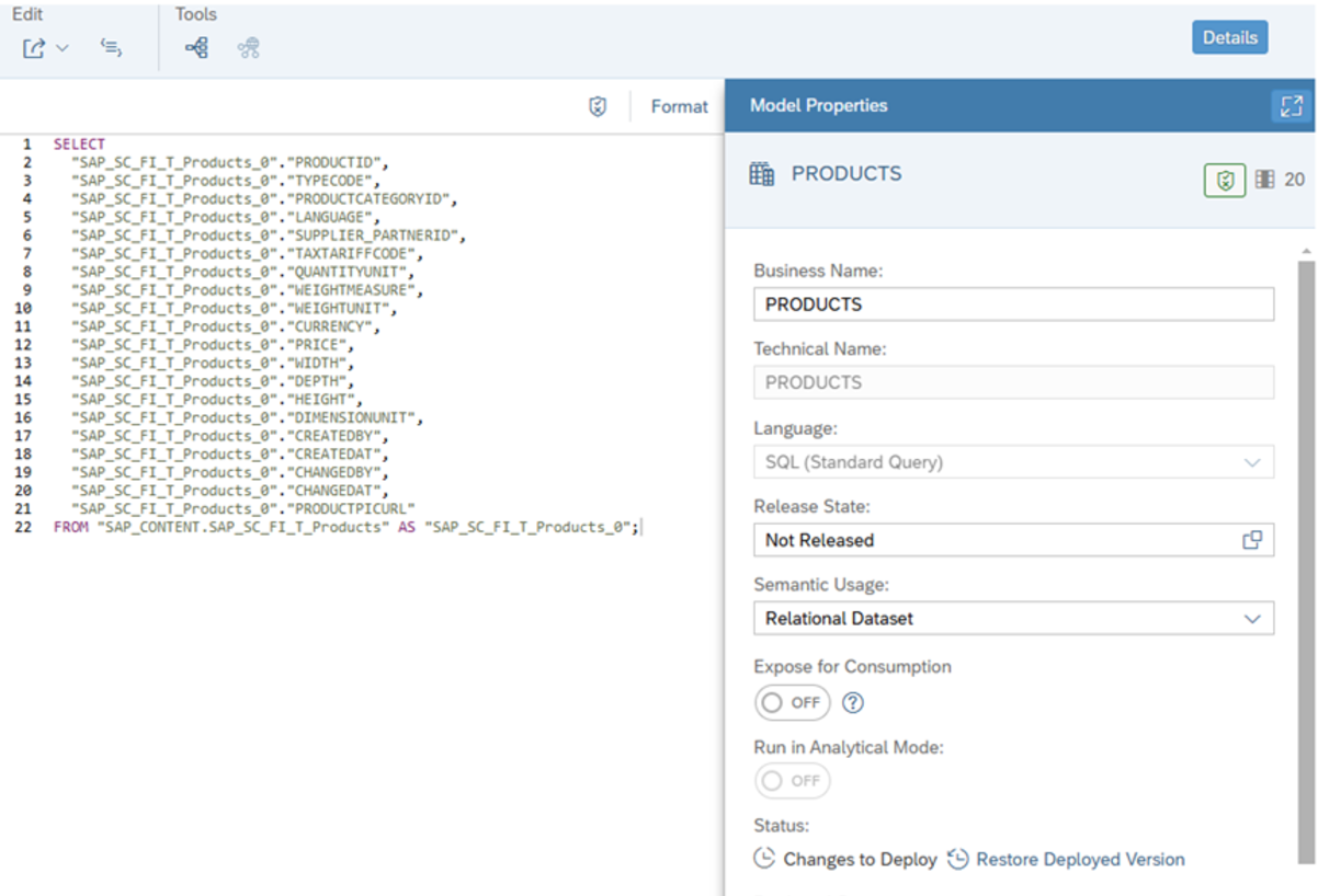 SAP Datasphere JSON Hack: Transform Graphical to SQL View