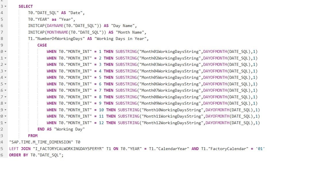 Combining Date and Factory Calendar Data in SAP Datasphere