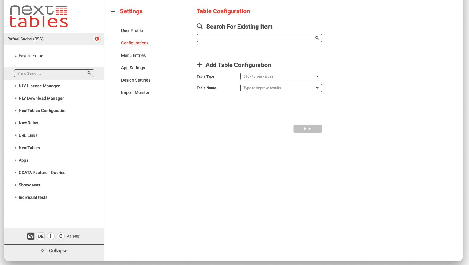 NextTables version 11 with master-item tables and more features