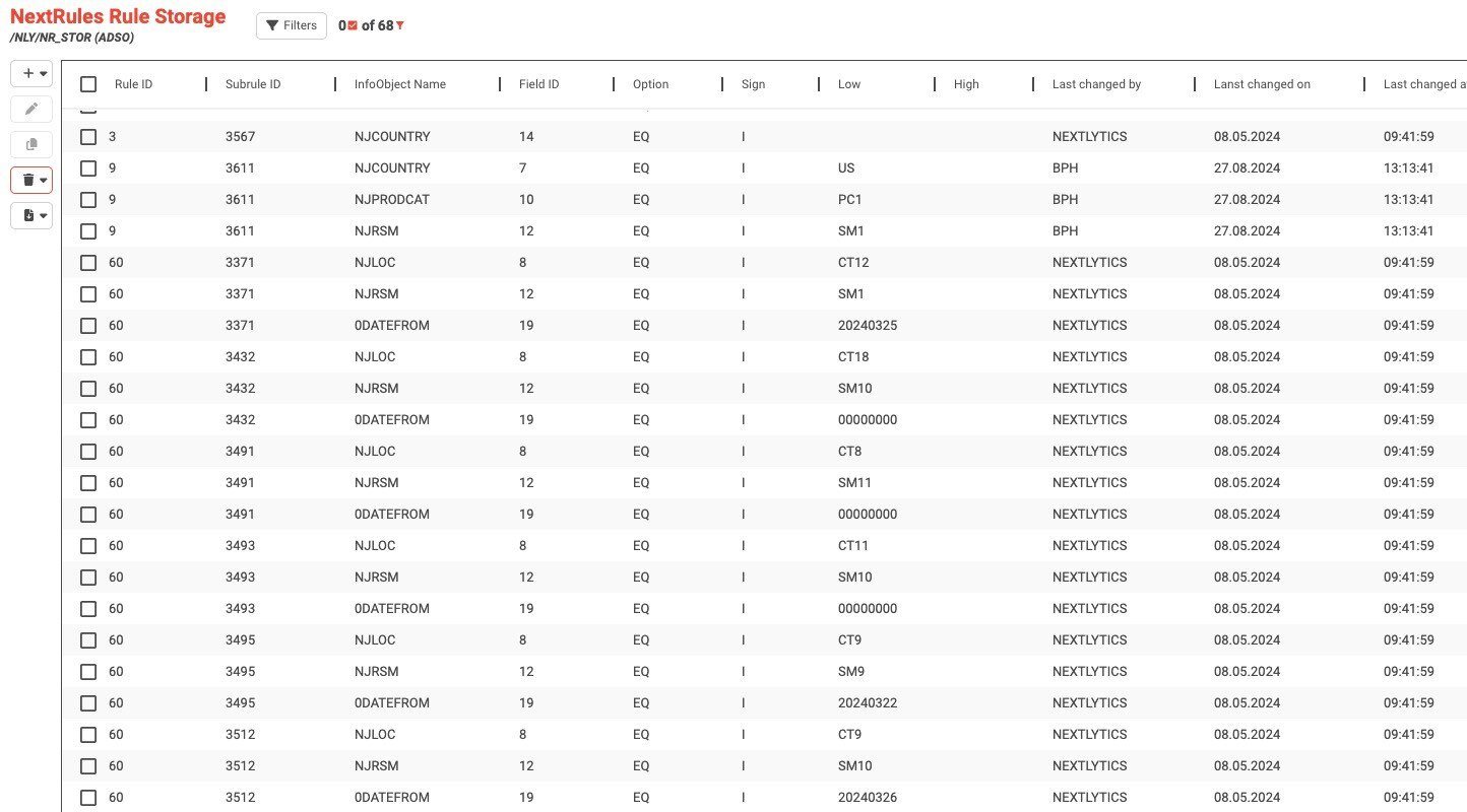 How to maintain transformation rules for SAP BW in NextTables