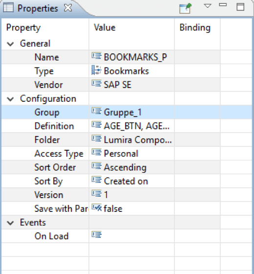 How to set up individual bookmarks in SAP Lumira Designer