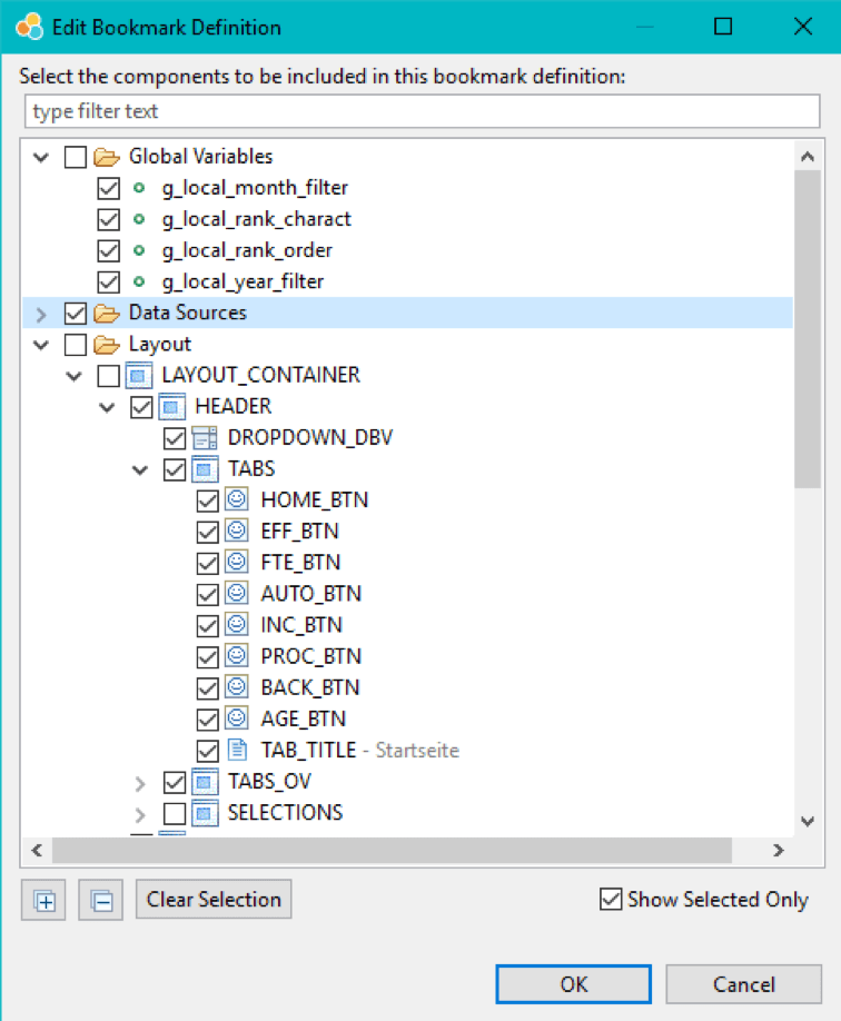 How to set up individual bookmarks in SAP Lumira Designer
